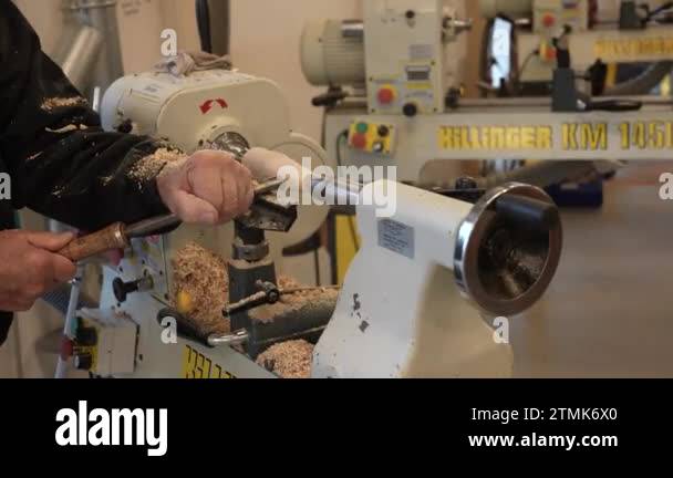Wood turner turning on lathe Stock Videos & Footage - HD and 4K Video ...