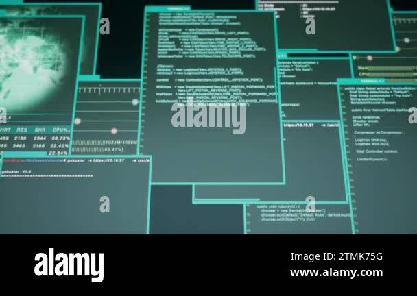 AI neural network progress, 3d animation of cloud computing and coding ...