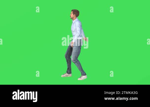 3d young american man on green screen mocking and pointing finger and ...