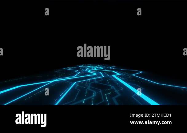Digital Data moving on Circuit Board and CPU loop backgrounds. Computer Processing and ...