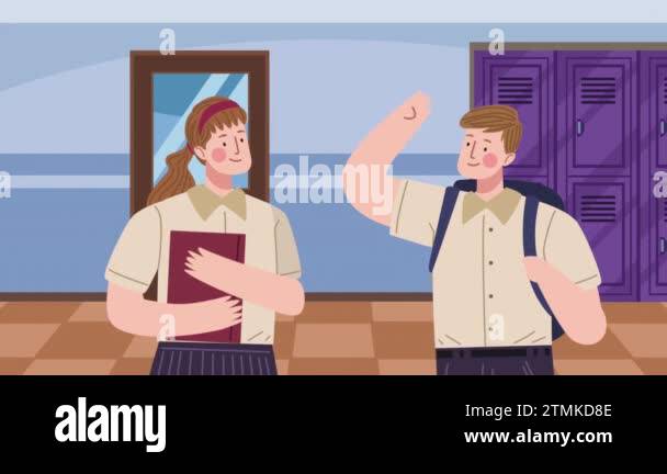 young students couple characters animation ,4k video animated Stock ...
