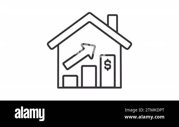 Housing market growth line animation. Rising property value. Real ...