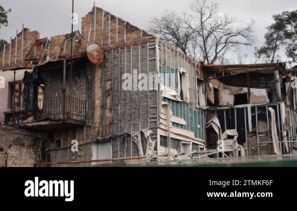 missiles damage, Russias war, after bombing. In aftermath of bombing ...