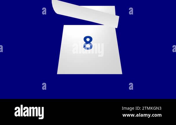 Countdown on white sticky notepad paper animation on blue background ...