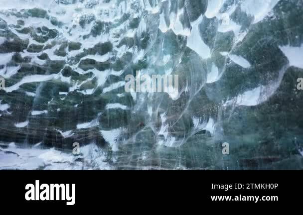 Massive ice blocks inside crevasse, transparent vatnajokull ice caves ...