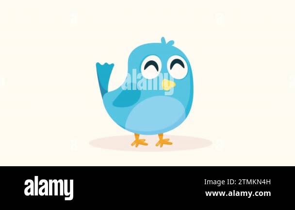 little and cute blue bird animation 4k video animated Stock Video ...