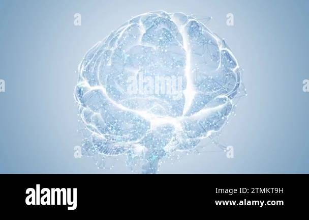Technology Artificial intelligence AI blue brain animation digital data ...