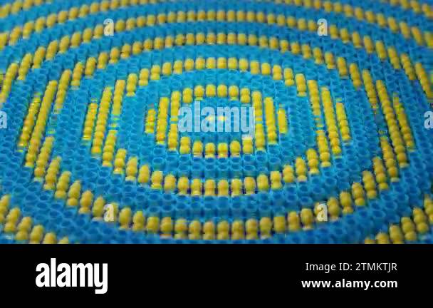 Loop 3d animation of an array of pipes and spheres. Smooth undulating ...