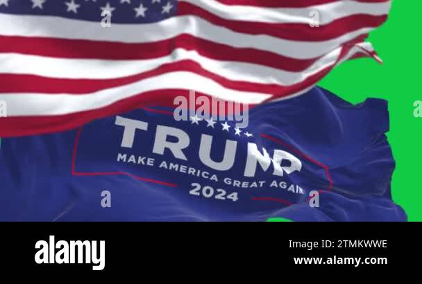 Arlington, US, may 2023: Donald Trump 2024 election campaign flag ...