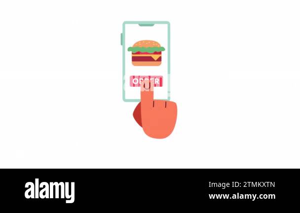 Burger order mobile app animation. Animated choose cheeseburger to ...