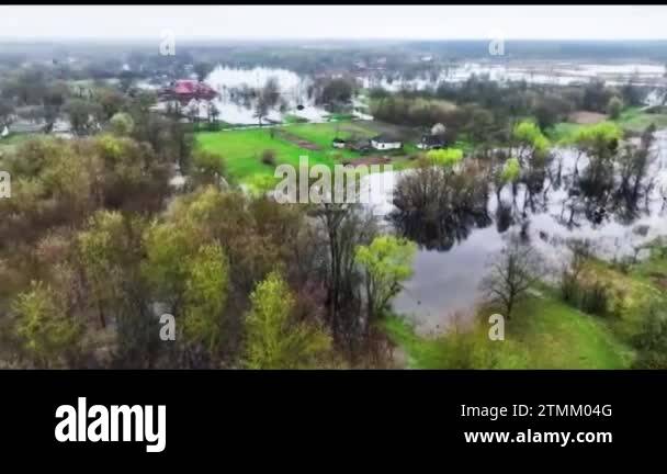 Flooded with water during the spring flood and flooding of the river ...