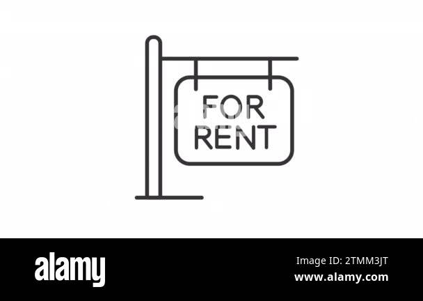 Animated for rent sign linear icon. Rental house. Investment property ...