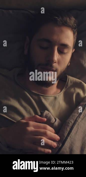 Vertical video. Nightmare stress. Trouble sleeping. Restless night ...