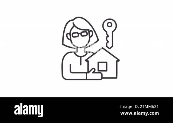 Real estate linear animation set. Property management services. Housing ...