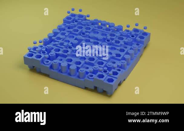 Loop 3d animation of an array of cubes and other geometric shapes ...