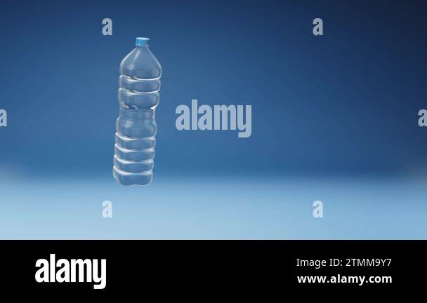 Empty Plastic Bottle Spinning on a Studio Blue Background, Seamless ...