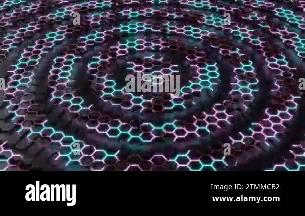 Fantastic Background Loop 3d Animation Many Hexagons Move Vertically Wave Concentric Circular