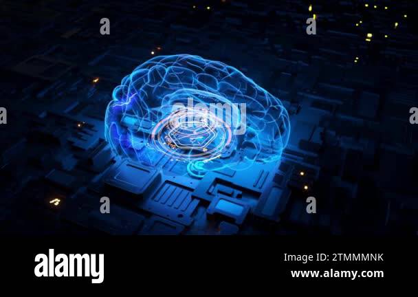 Artificial intelligence AI brain animation backgrounds, big data flow analysis, concepts ...