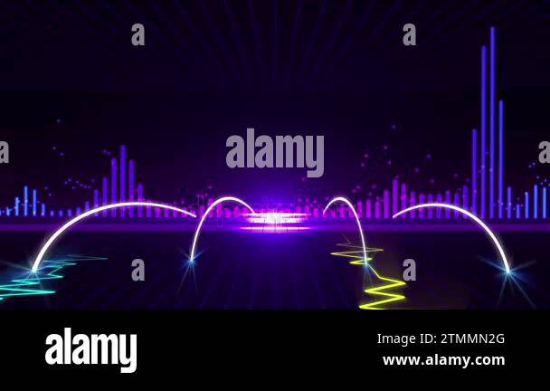 Seamless 3D abstract animation of vibration graph pulse or seismograph ...