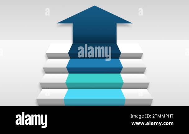 Four 3D stair step. arrow square intro title box diagram chart ...