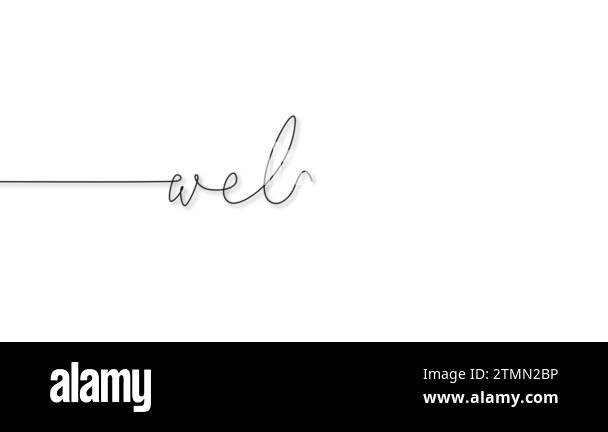 animated single line drawing of word WELCOME, handwriting line art ...