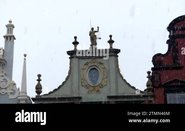 Themis Sculpture, Depicting a Blindfold Woman With Scales, Standing on ...