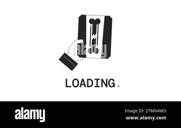 Trauma x ray bw loader animation. Radiography service. Bone scan. Flash ...