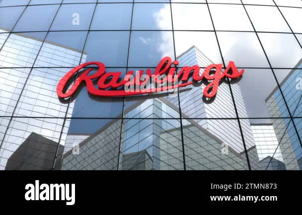 March 2018, Editorial use only, 3D animation, Rawlings logo on glass building Stock Video ...