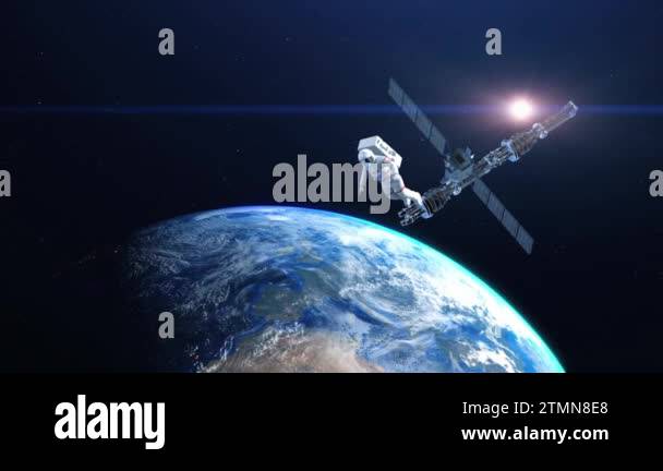 planet earth globe and space shuttle satellite spacecraft futuristic ...