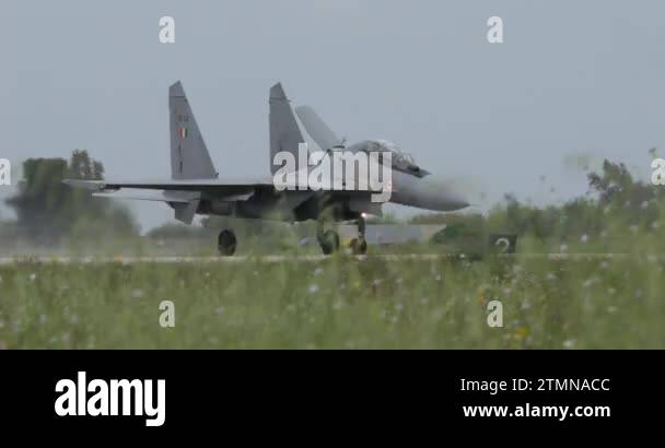 Multirole Grey Fighter Jet Airplane for All Weather Lands in Rainy Day ...