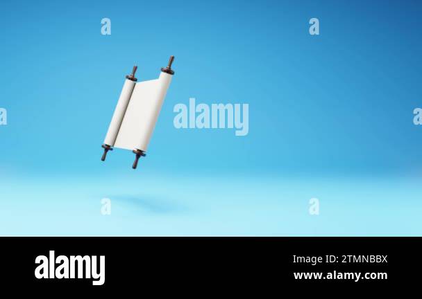 Open Blank Scroll Spinning on a Studio Purple Background, Seamless Loop ...