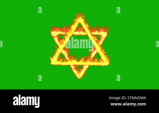 Star shaped fire effect motion graphics with green screen background ...