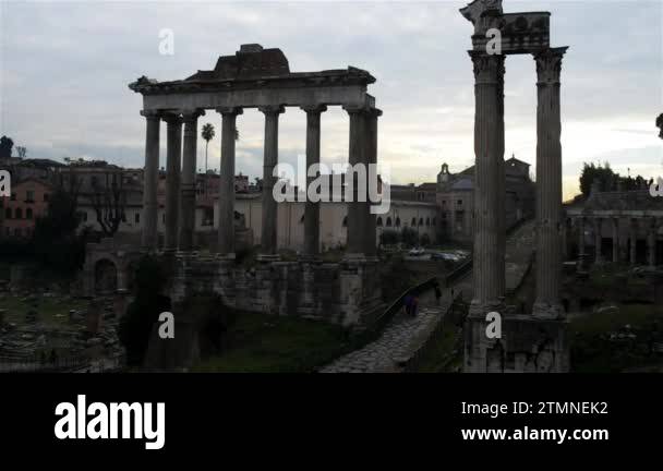 White marble Arch of Septimius Severus at northwest end of Roman Forum ...
