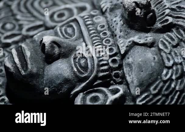 Stone sculpture of face of ancient art south american aztec, inca ...