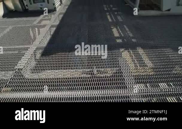 Camera moves between the rows of the equipment of the ventilation ...