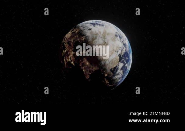 Planet earth 3D orbital animation with realistic geography map surface ...