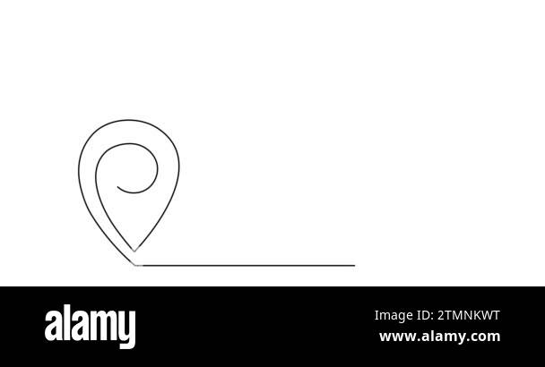 Pointing location at map one line art animation,hand drawn way ...