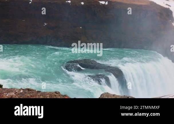 Gullfoss waterfall in nordic wilderness, spectacular icelandic ...