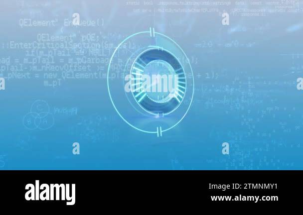 Animation Of Digital Clock In Loading Circles Over Mathematical Sums