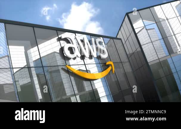 November 2019, Editorial use only, 3D animation, Amazon AWS logo on ...