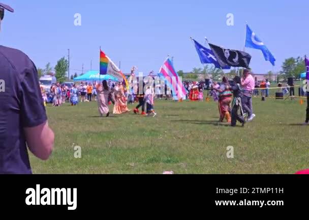 Display of flags at Two Spirits Pow wow. Iroquois Confederacy. Pride ...