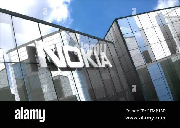 June 2018, Editorial use only, 3D animation, Nokia logo on glass ...