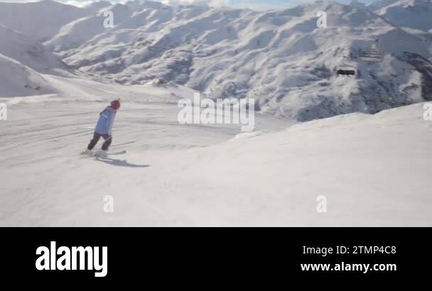 Skiing in the alps, follow shot with gimbal and full frame camera ...