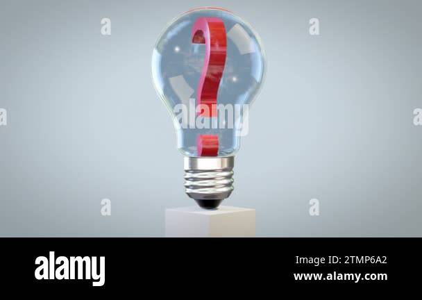 3D question mark revolving inside of a classic lightbulb, loop Stock ...