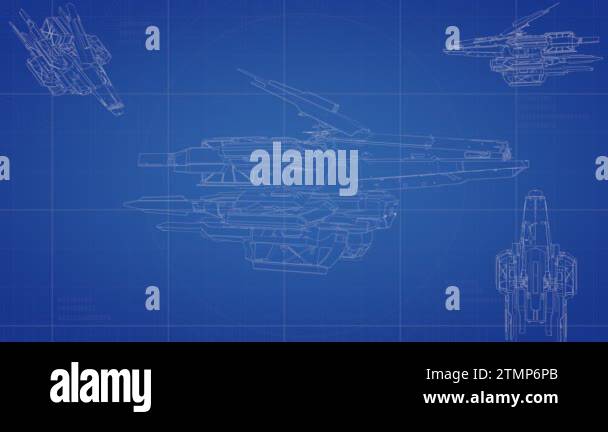 3D CG, spaceship blueprint background animation Stock Video Footage - Alamy