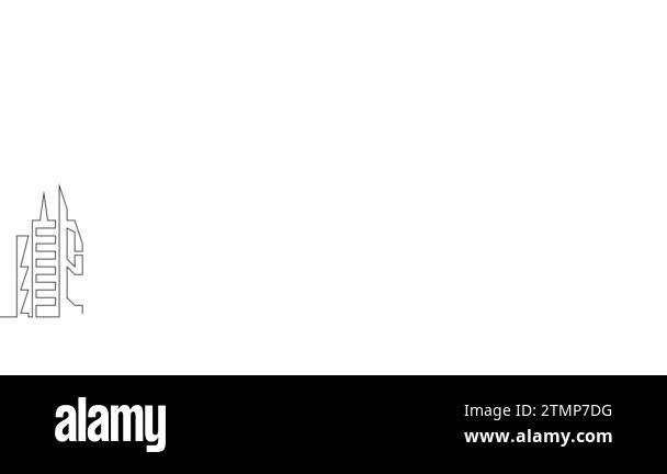 Continuous line drawing of house motion, residential building clip ...