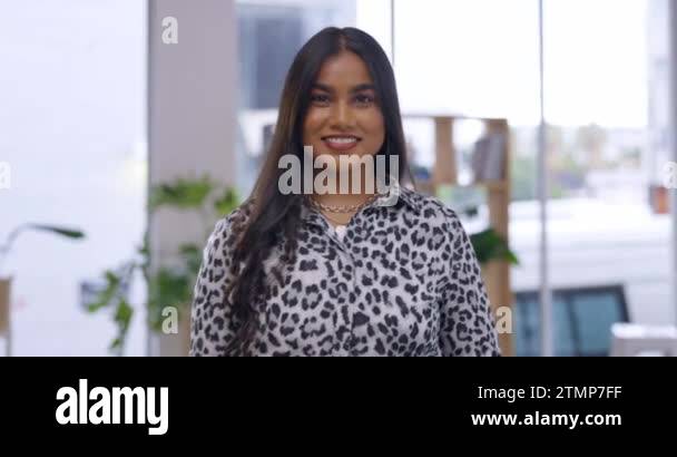 Face, business and woman with smile, goals and vision for startup ...