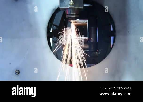 fiber laser cutting machine cut metal plate. hi technology ...