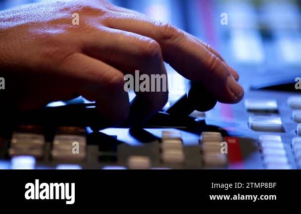 Audio mixer. Remote control for adjusting the sound. Music Festival. Shooting a television show ...