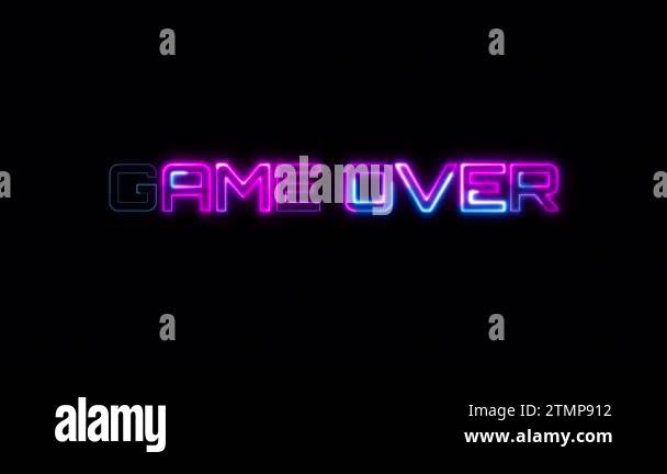 Loop Game Over blue pink neon text effect illustration on Black ...